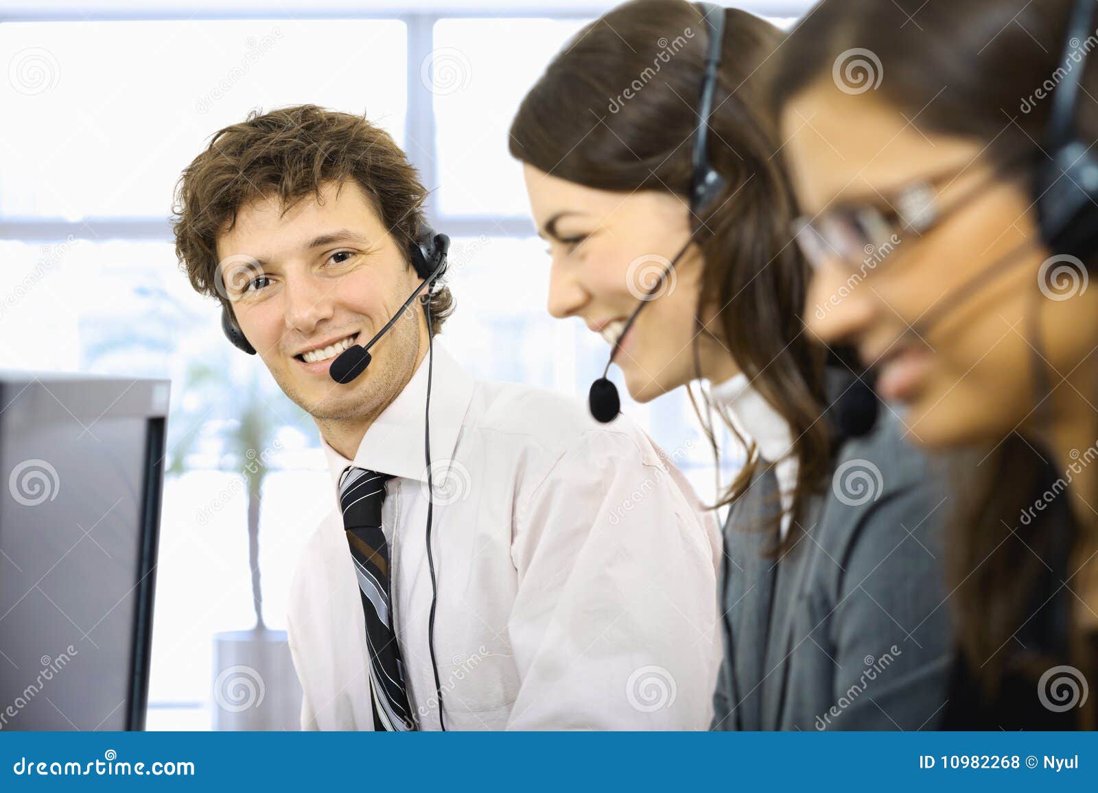 Operators Taliking on Headset Stock Photo - Image of call ...