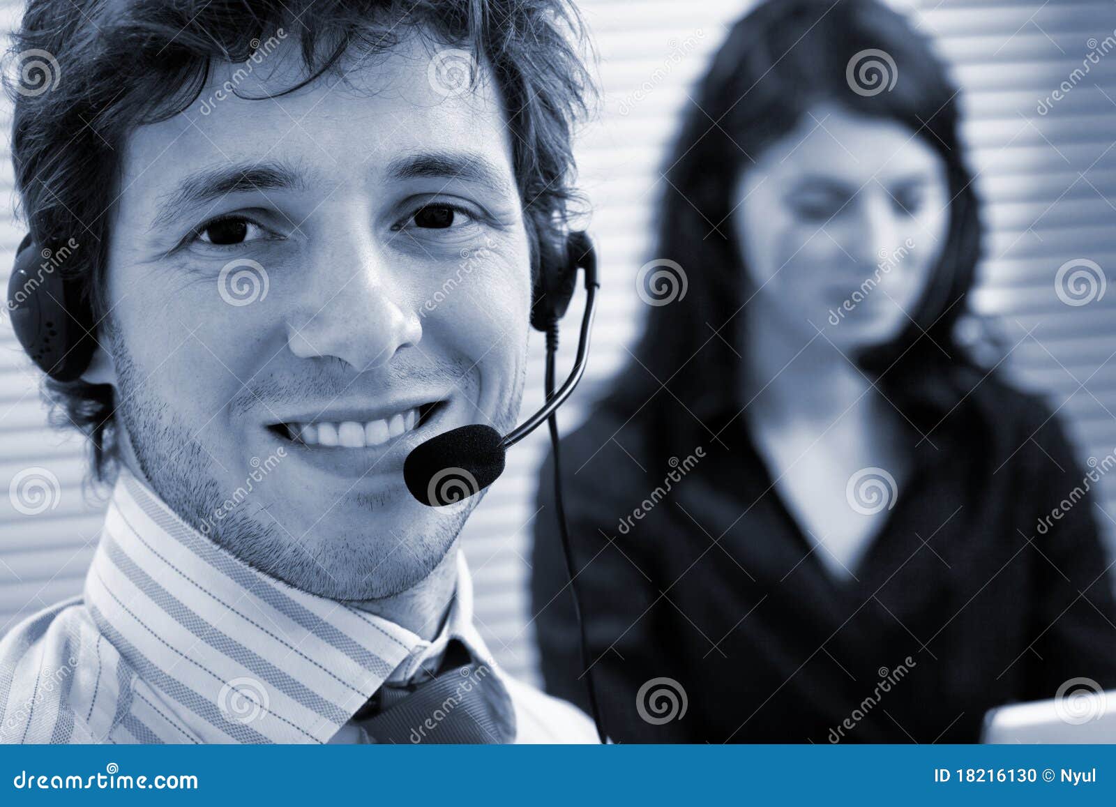 Operators Talking on Headset Stock Photo - Image of call, adult: 18216130