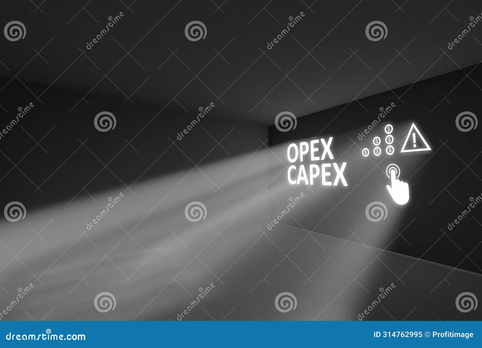 OPEX CAPEX Rays Volume Light Concept 3d Stock Illustration ...