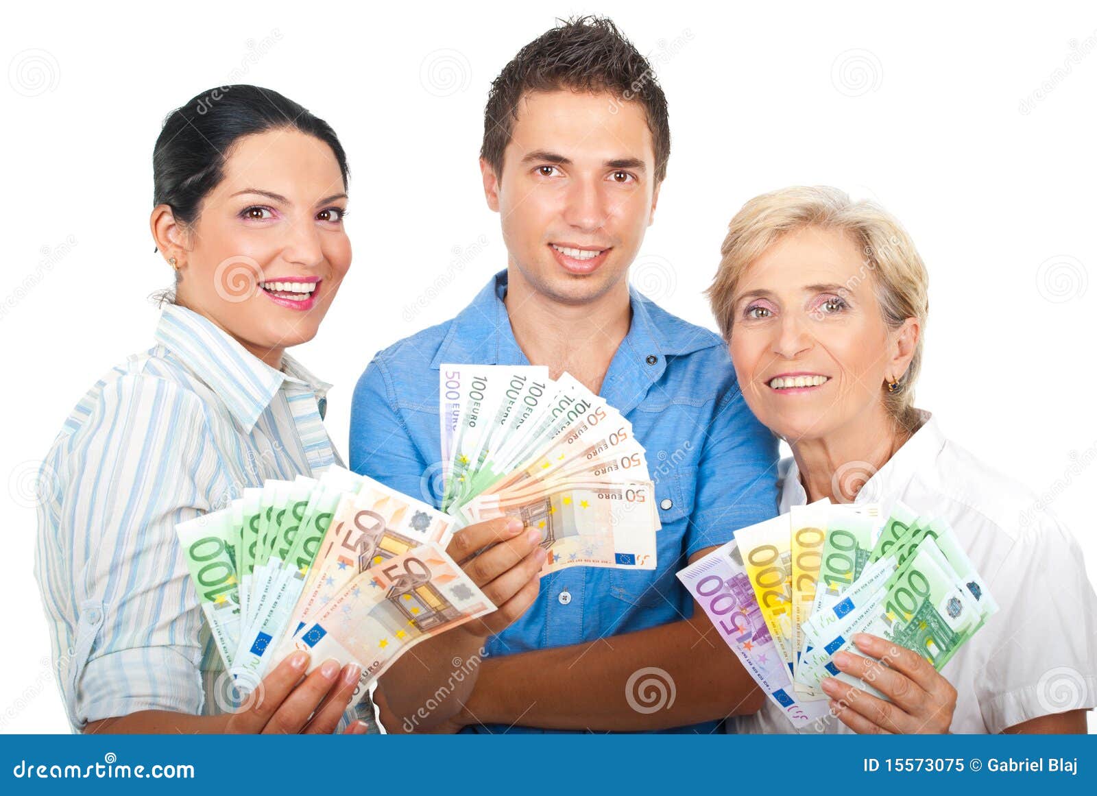 Opgewekte Mensen Die Geld Houden Stock Afbeelding - Image of ...