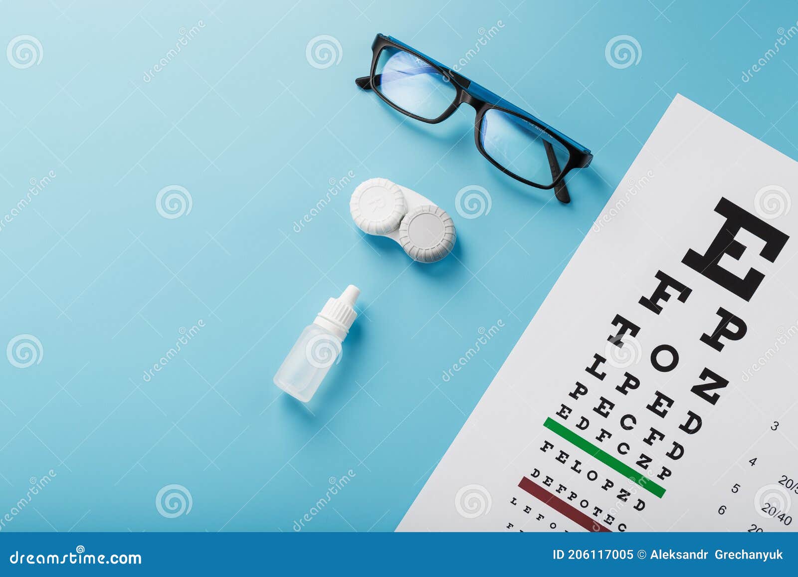 Ophthalmic Accessories Glasses And Lenses With An Eye Test Chart For ...