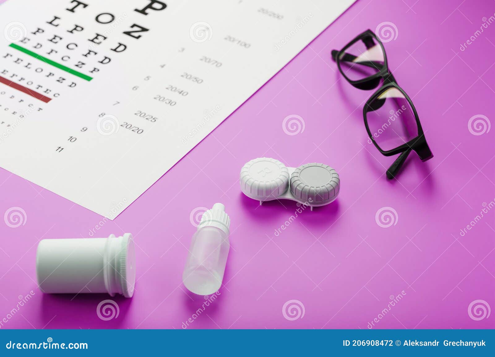 Ophthalmic Accessories Glasses and Lenses with Vision Test Table for ...