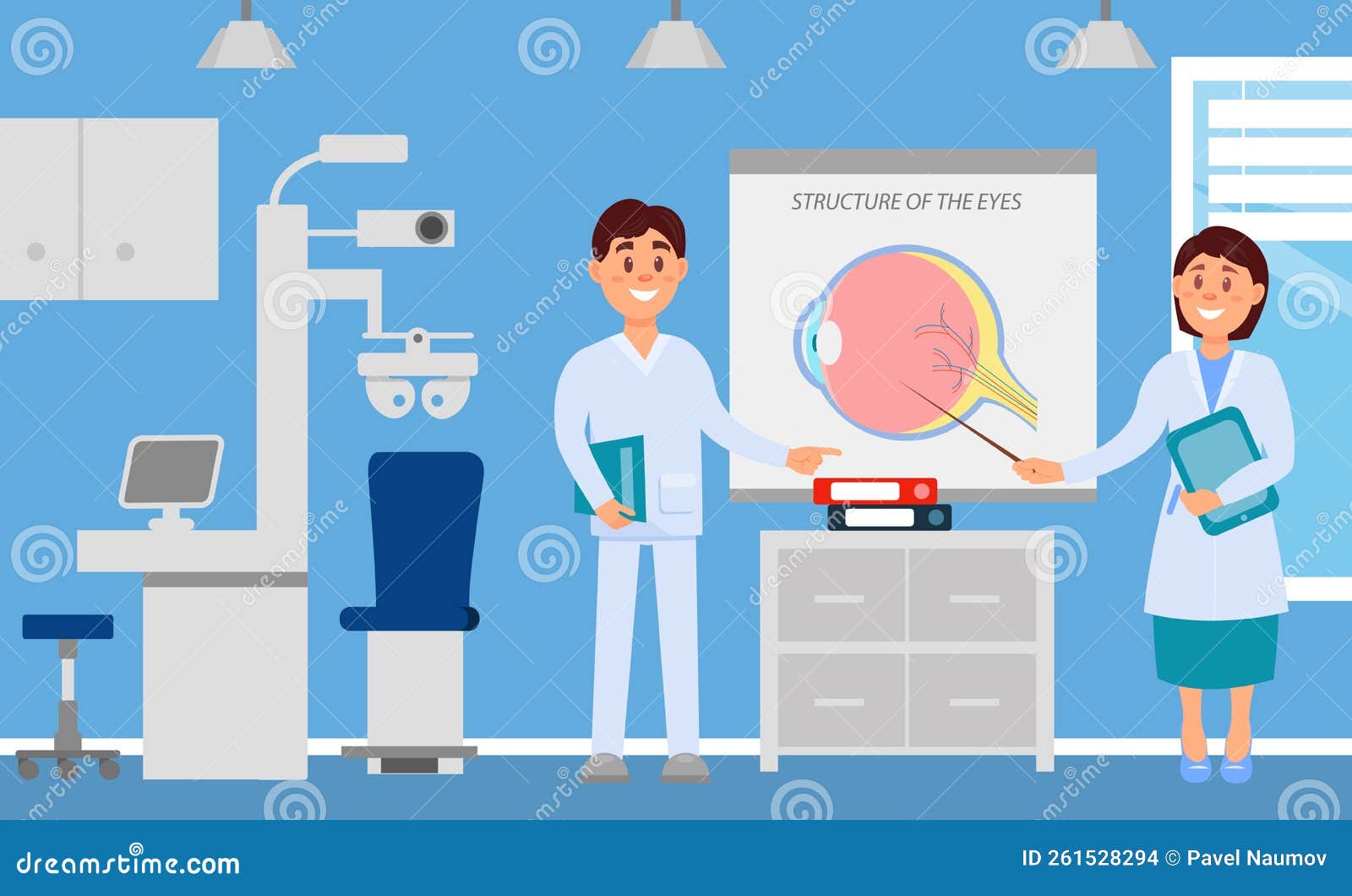 Ophthalmologist Doctors Explaining Structure of Eye and Vision ...