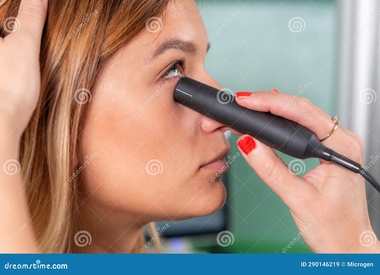 Ophthalmologist Performs a Precise Ocular Ultrasound (B-scan) for in ...