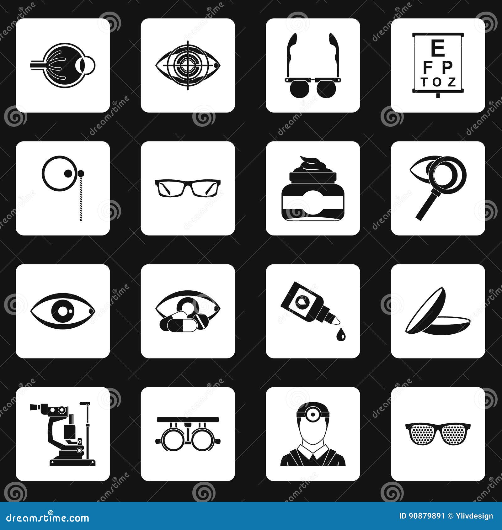 Ophthalmologist Tools Icons Set Squares Vector Stock Vector ...