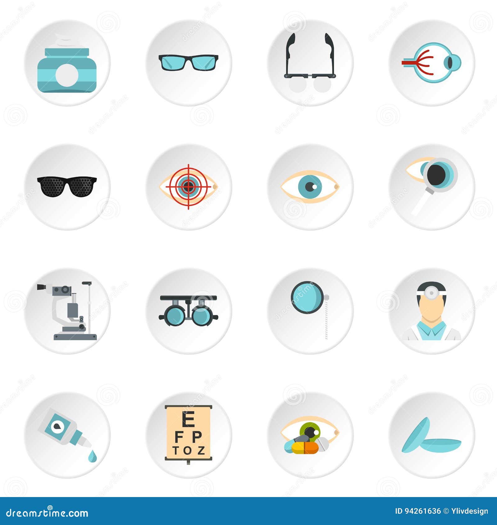 Ophthalmologist Tools Set Flat Icons Stock Vector - Illustration of ...
