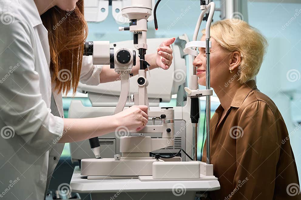 Ophthalmologist Uses a Diopter Meter in His Work Stock Image - Image of ...