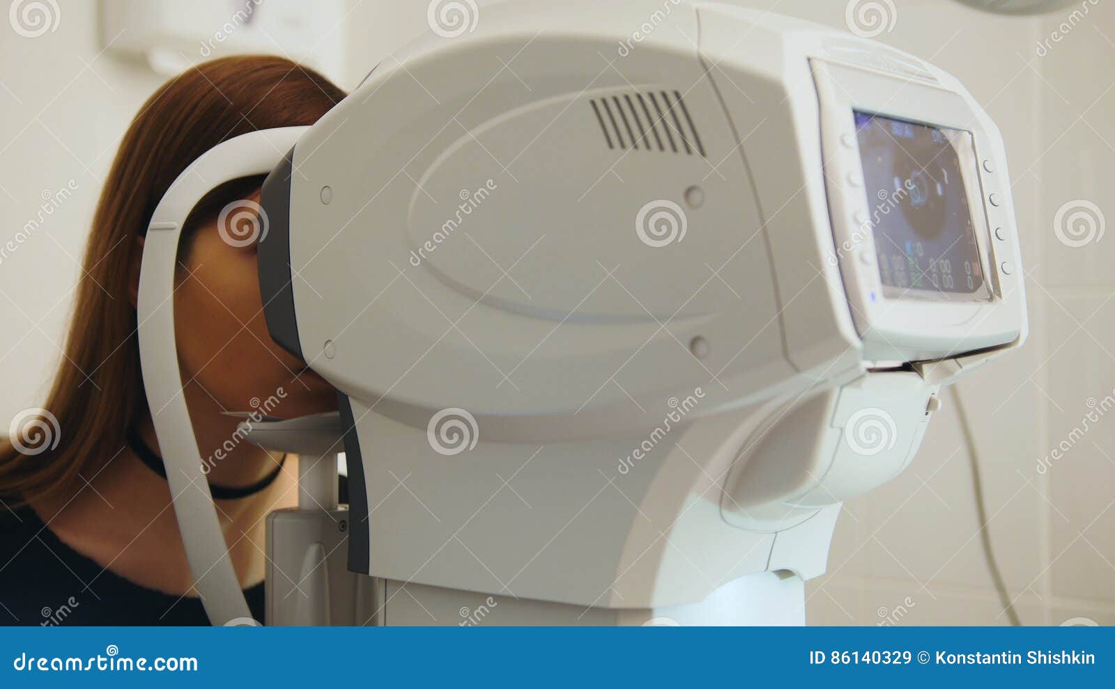 Ophthalmology Clinic Concept - Patient Doing Checking Vision by Modern ...