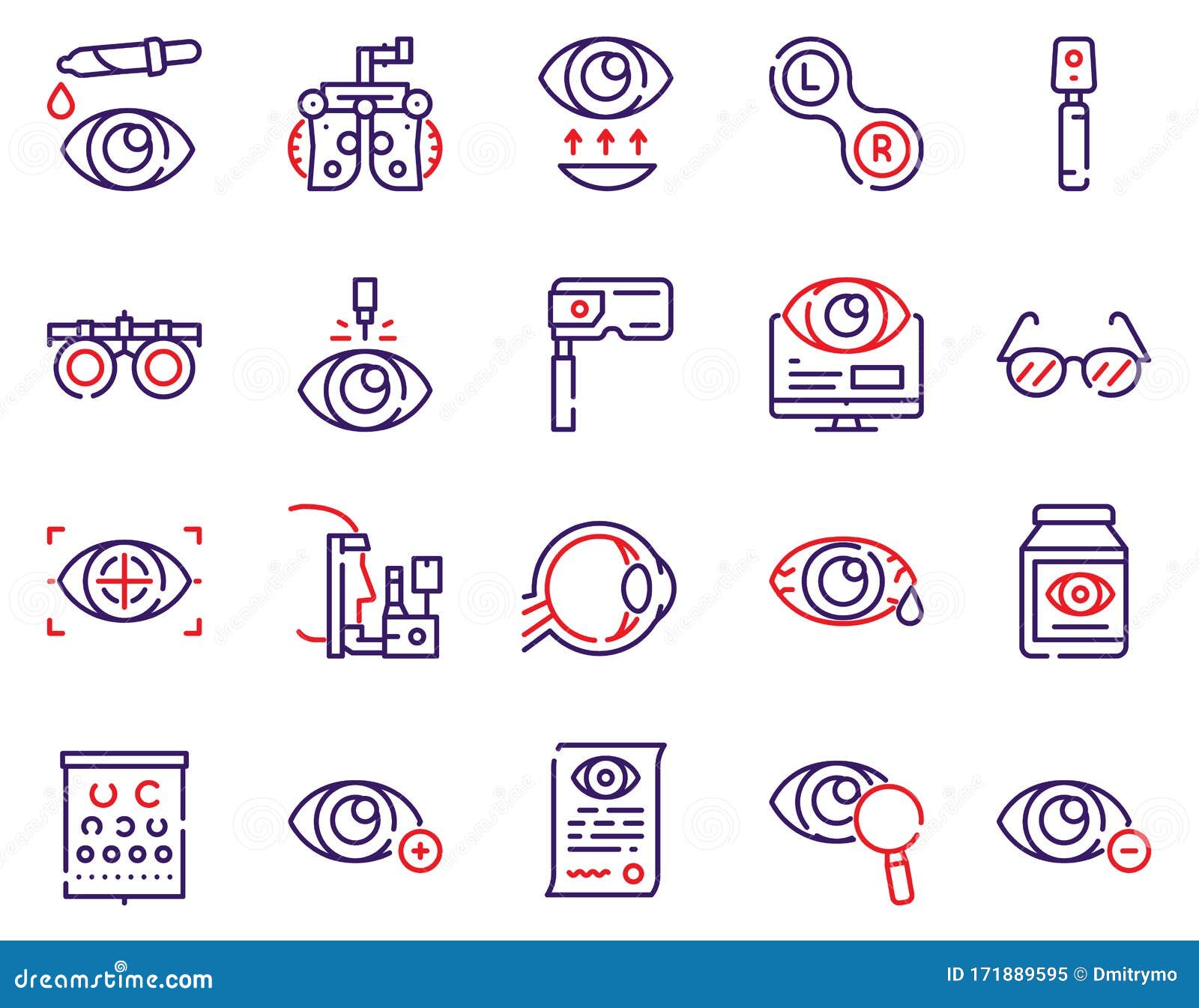 Ophthalmology Color Linear Vector Icons Set. Stock Vector ... Ophthalmology Color Linear Vector Icons Set. Stock Vector ...