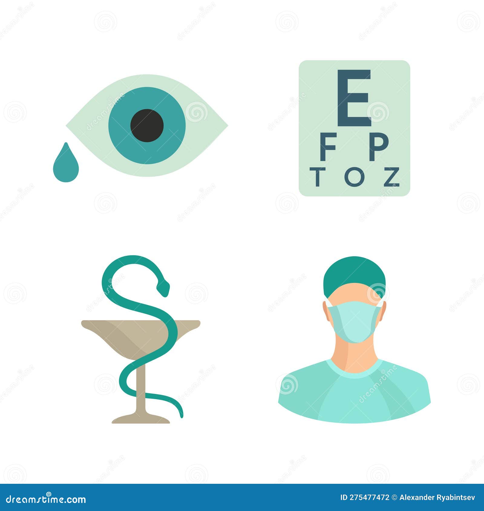 Ophthalmology Set, Flat Vector Isolated Illustration. Doctor Oculist ...