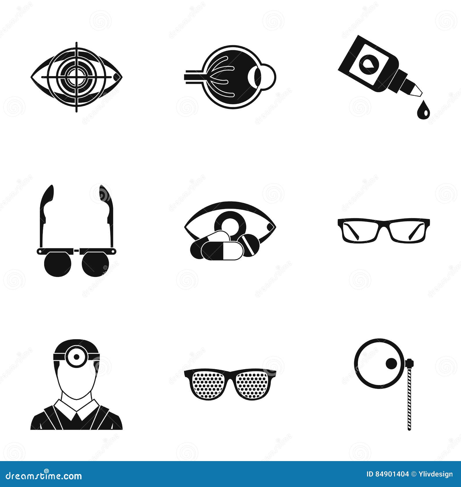 Ophthalmology Icons Set, Simple Style Stock Vector - Illustration of ...