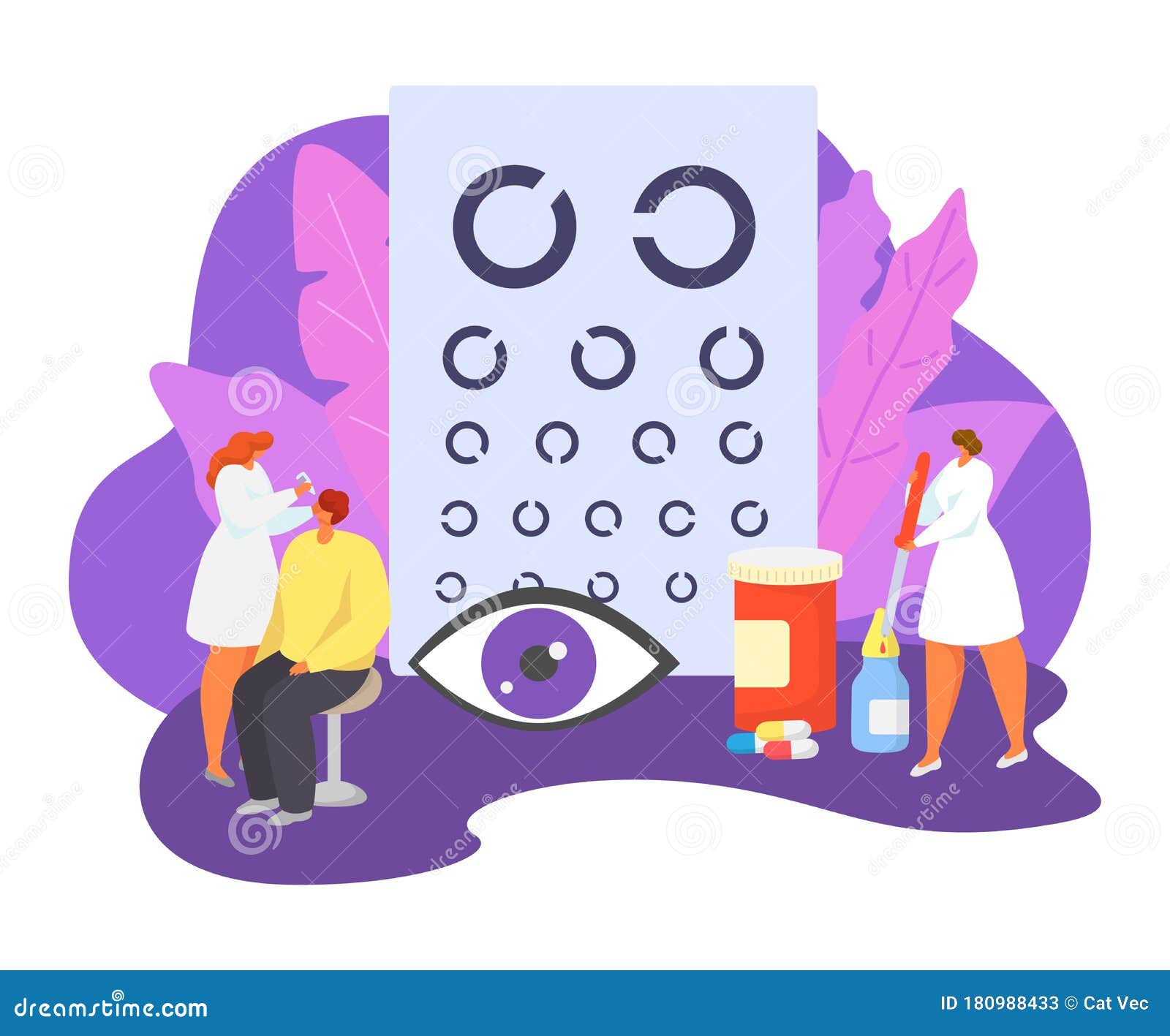 Ophthalmology Medicine Vector Illustration Set, Cartoon Tiny Patients ... Ophthalmology Medicine Vector Illustration Set, Cartoon Tiny Patients ...