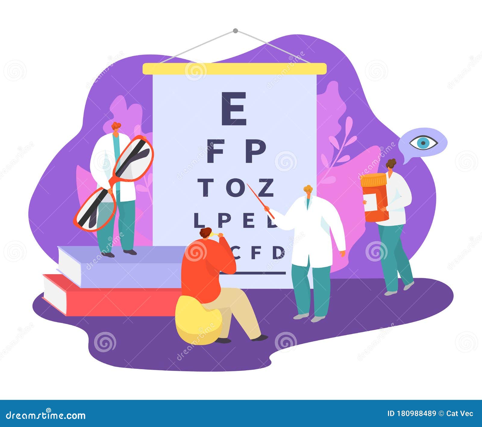 Ophthalmology Medicine Vector Illustration Set, Cartoon Tiny Patients ... Ophthalmology Medicine Vector Illustration Set, Cartoon Tiny Patients ...