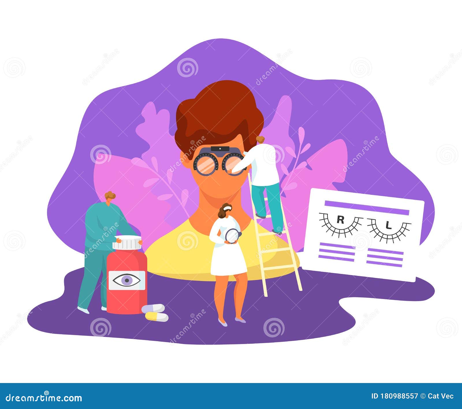 Ophthalmology Medicine Vector Illustration Set, Cartoon Tiny Patients ... Ophthalmology Medicine Vector Illustration Set, Cartoon Tiny Patients ...