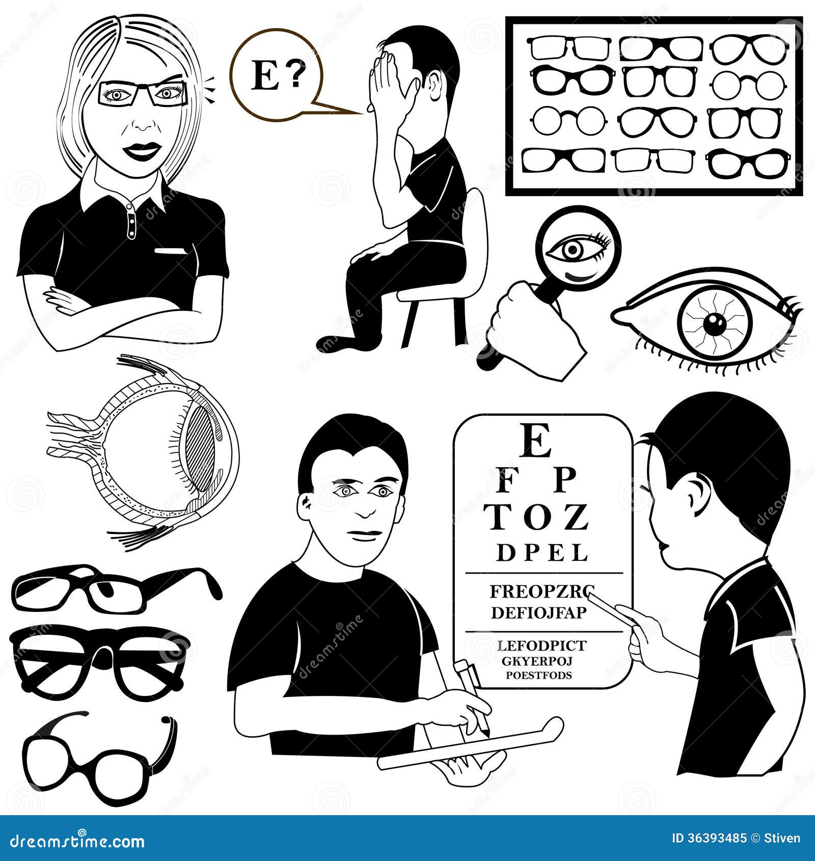 Ophthalmology set stock vector. Illustration of black - 36393485