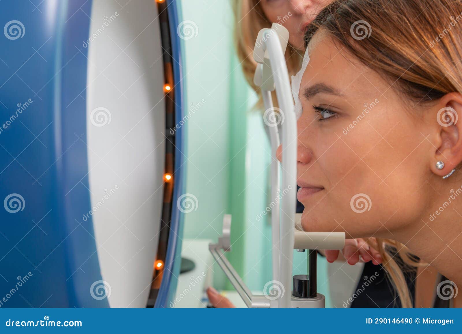 Ophthalmology: Visual Field Testing with Computer Perimeter Stock Photo ...