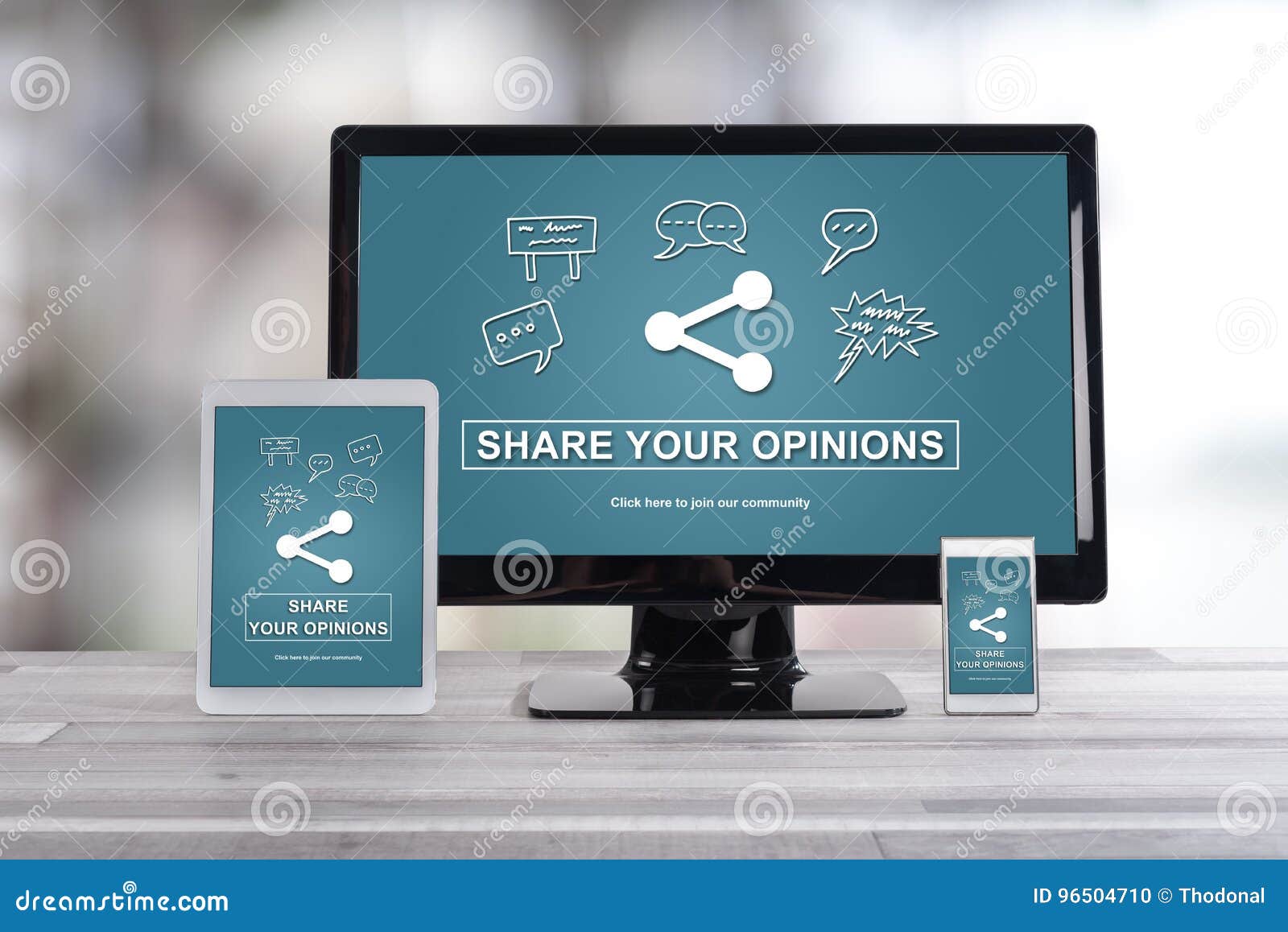 Opinions Sharing Concept on Different Devices Stock Photo - Image of ...