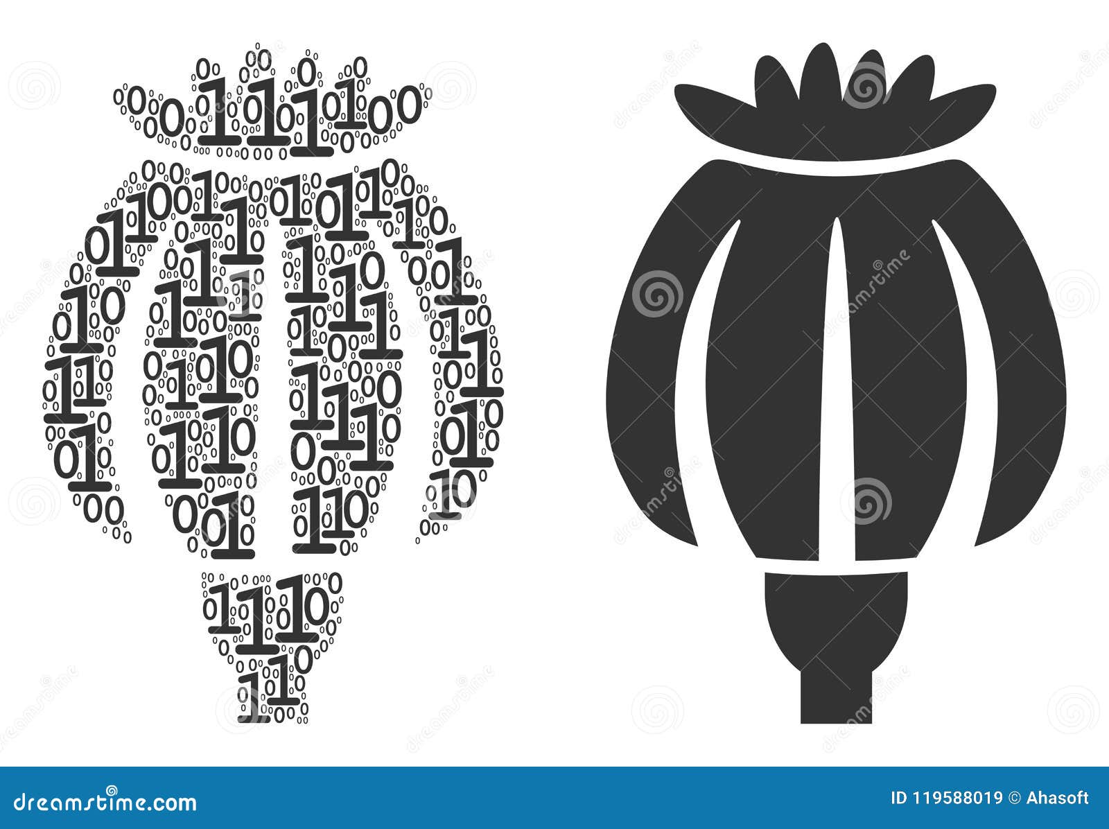 Opium Poppy Mosaic of Binary Digits Stock Vector - Illustration of ...