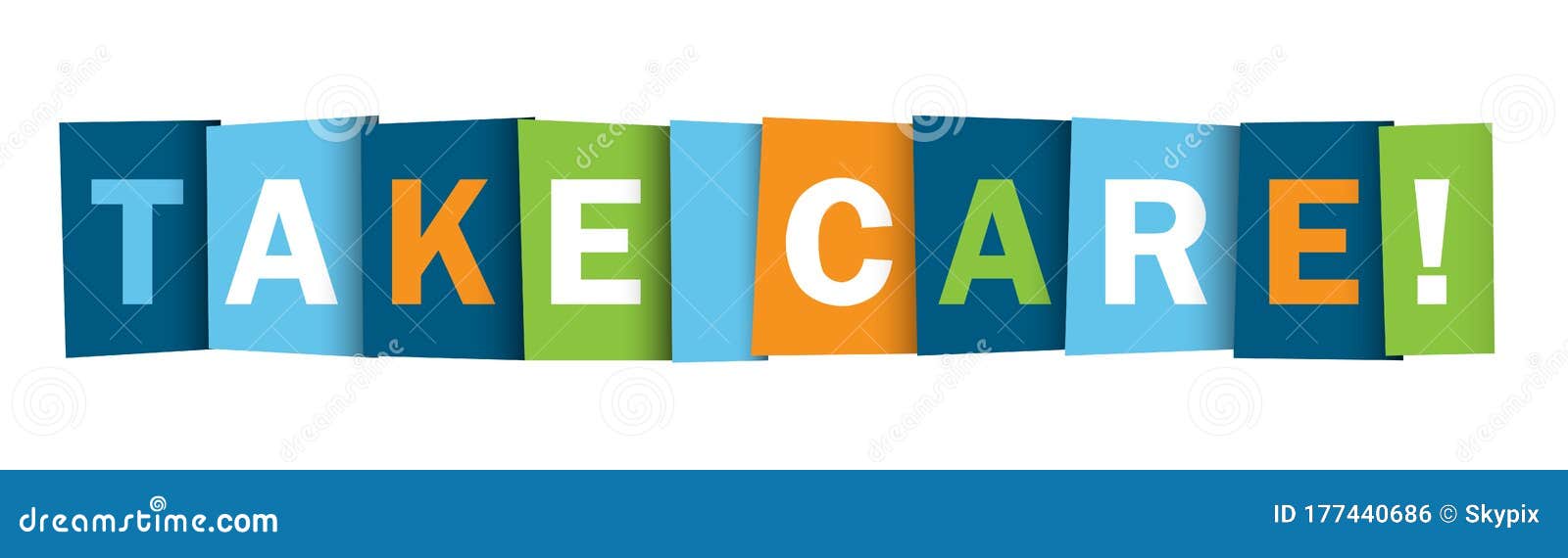 TAKE CARE! Colorful Typography Banner Stock Vector - Illustration of ...