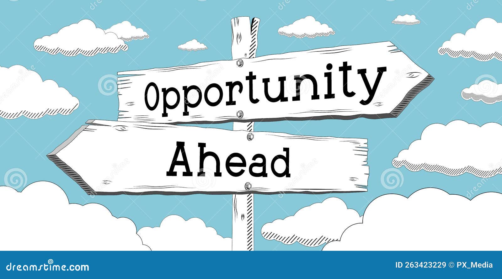 Opportunity Ahead - Outline Signpost with Two Arrows Stock Illustration ...
