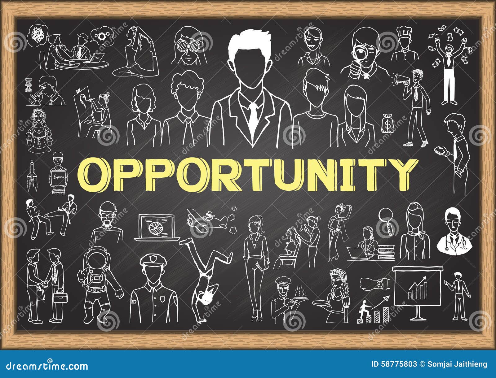 Opportunity Doodles on Chalkboard Stock Illustration - Illustration of ...
