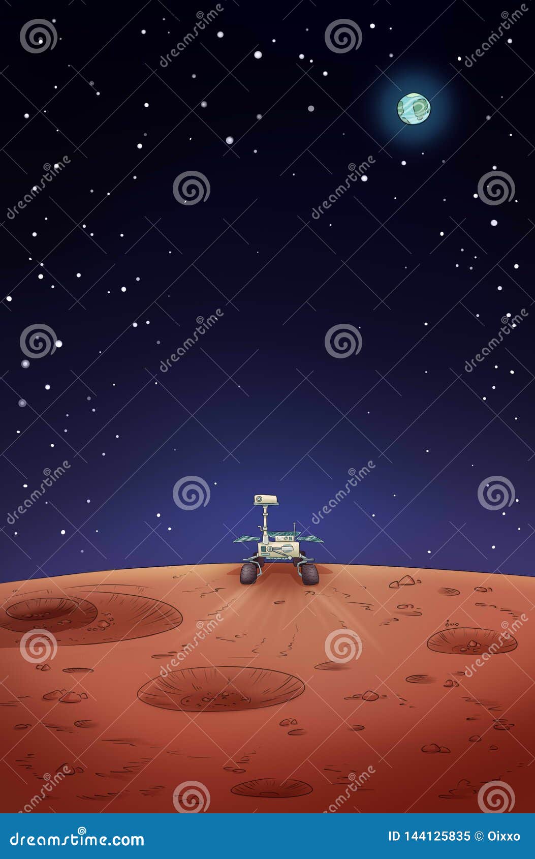 Opportunity Exploration Rover on Mars. Comic Style Poster Stock ...