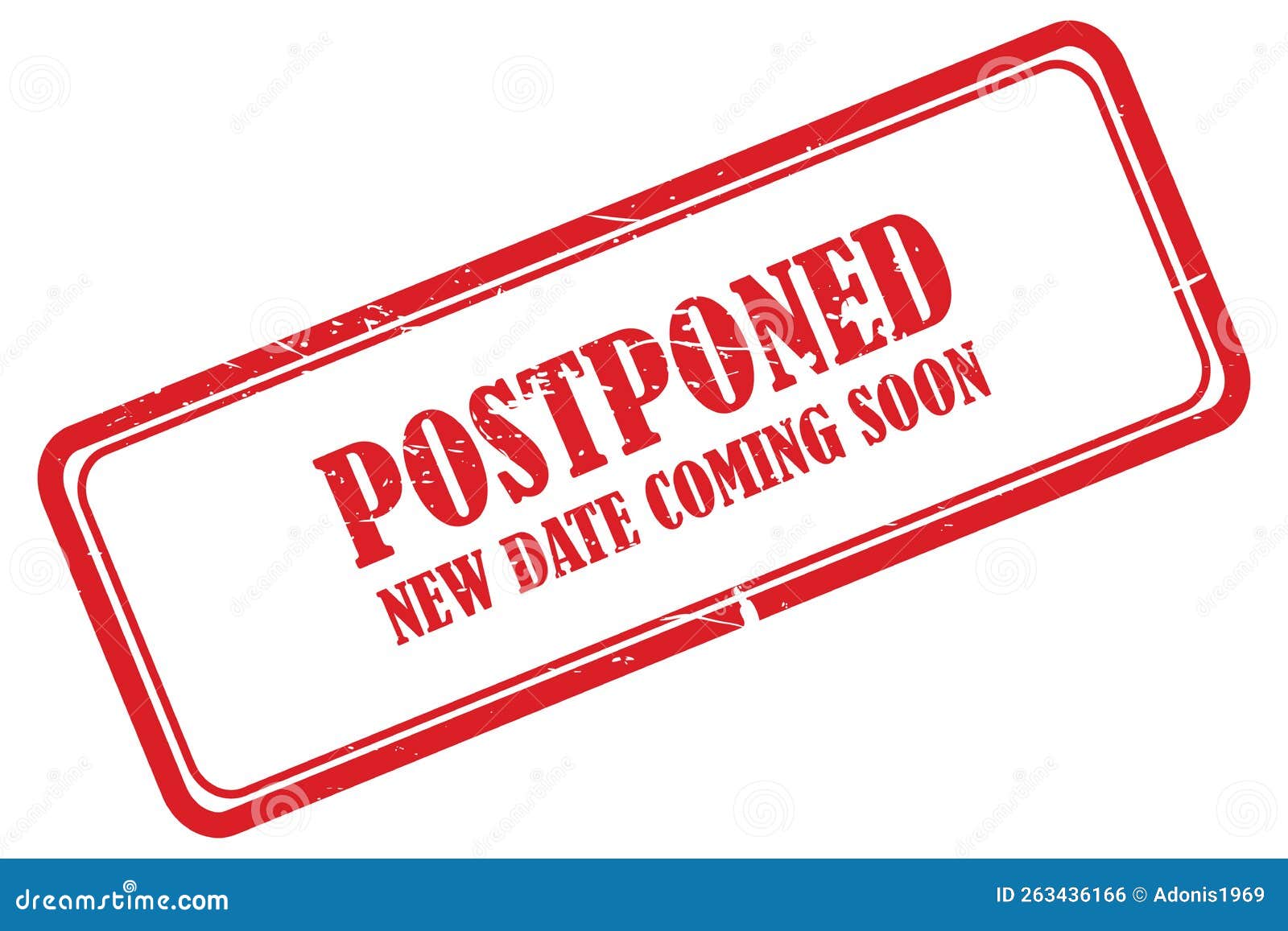 Postponed New Date Coming Soon Stamp on White Stock Illustration ...