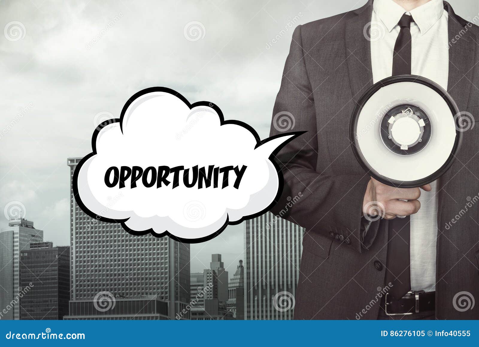 Opportunity Text on Speech Bubble with Businessman Stock Image - Image ...