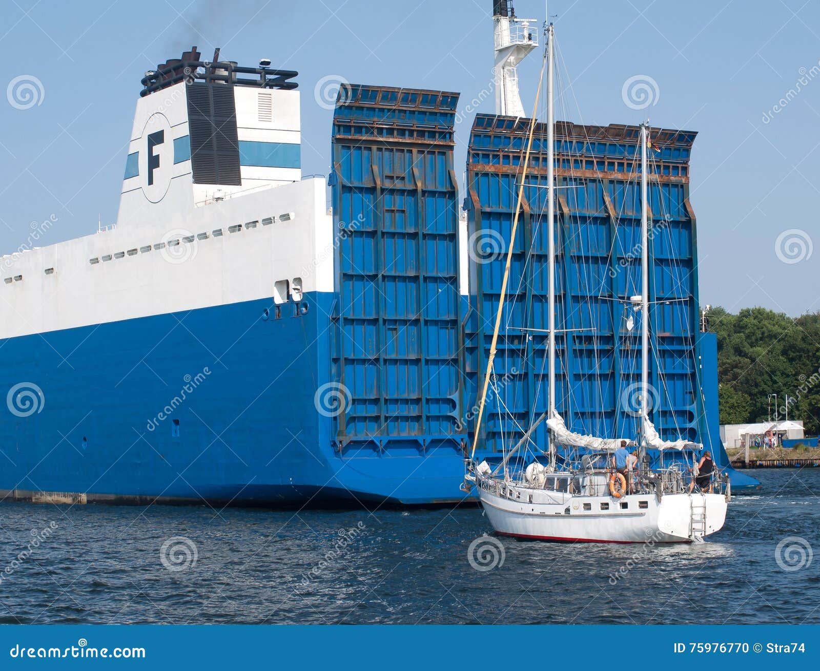 Opposing ships stock photo. Image of holiday, mole, ferry - 75976770
