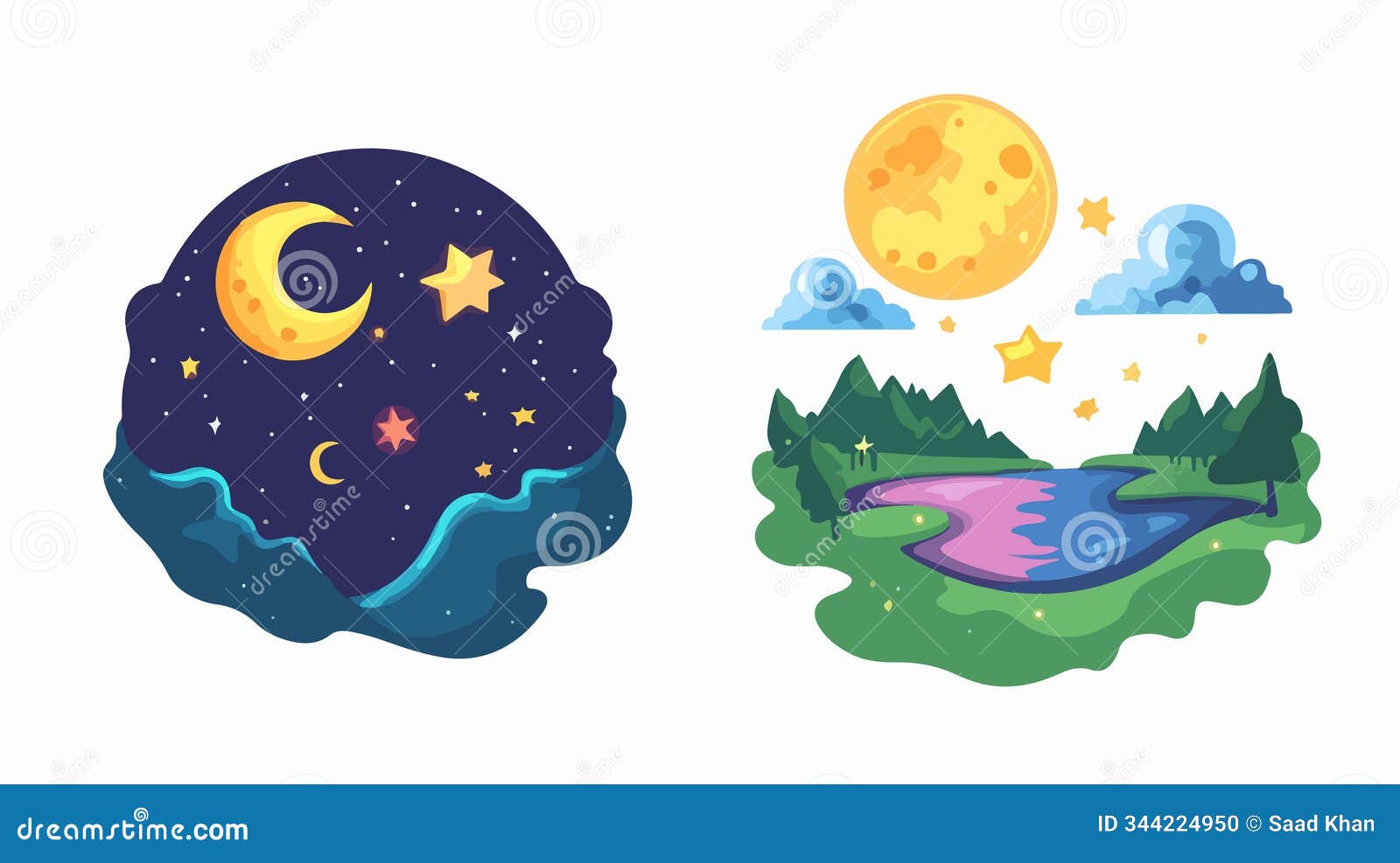 Opposite Adjective Words with Day and Night on Split Concept Stock ...