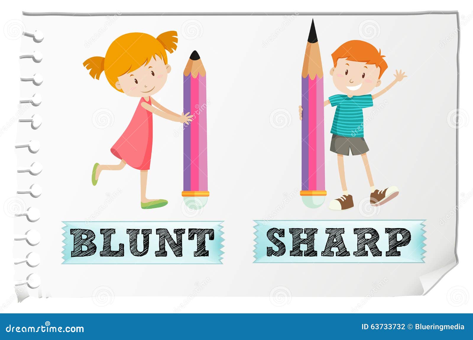 Opposite Adjectives With Blunt And Sharp Stock Vector - Image: 63733732