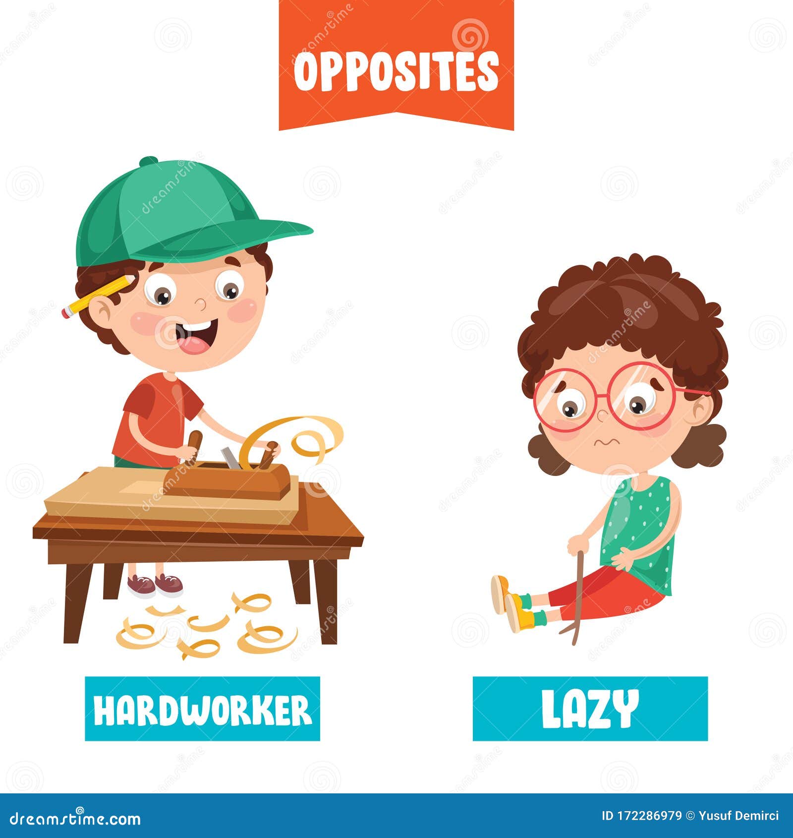 Opposite Adjectives With Cartoon Drawings | CartoonDealer.com #172286979
