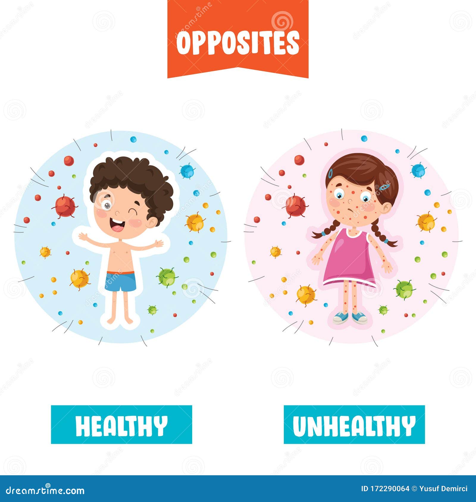Opposite Adjectives with Cartoon Drawings Stock Vector - Illustration ...