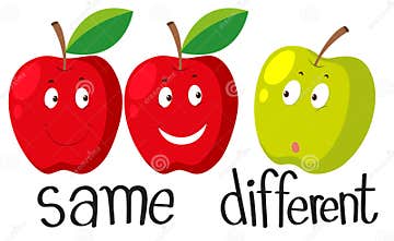 Opposite Adjectives with Same and Different Stock Vector - Illustration ...