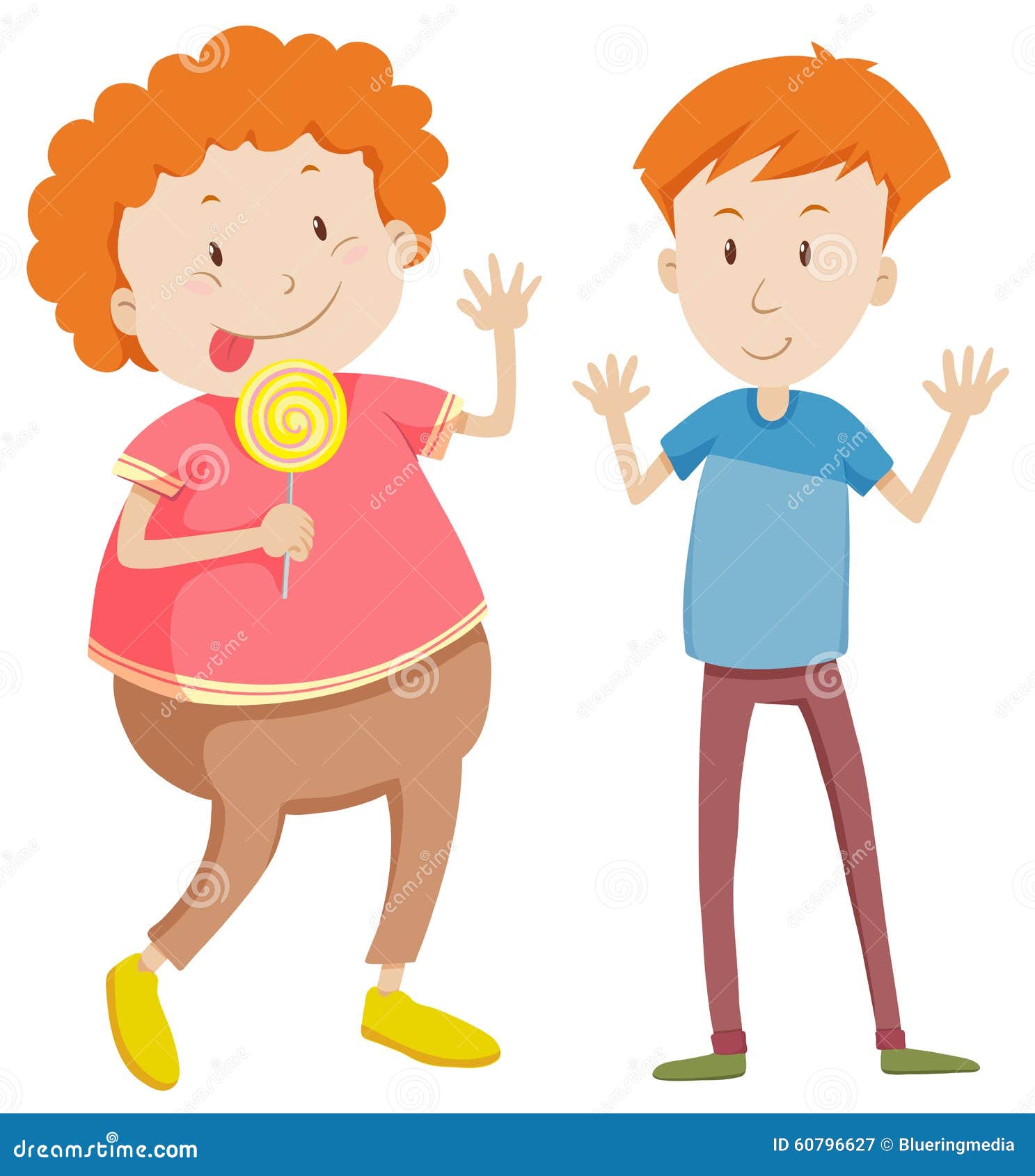 Opposite Adjectives Thin and Fat Stock Vector - Illustration of drawing ...