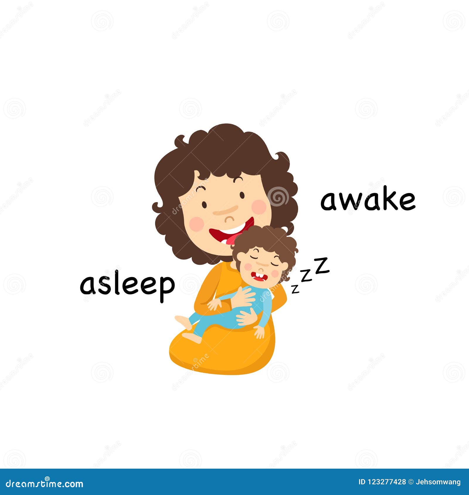 Opposite asleep and awake stock illustration. Illustration of gesture ...
