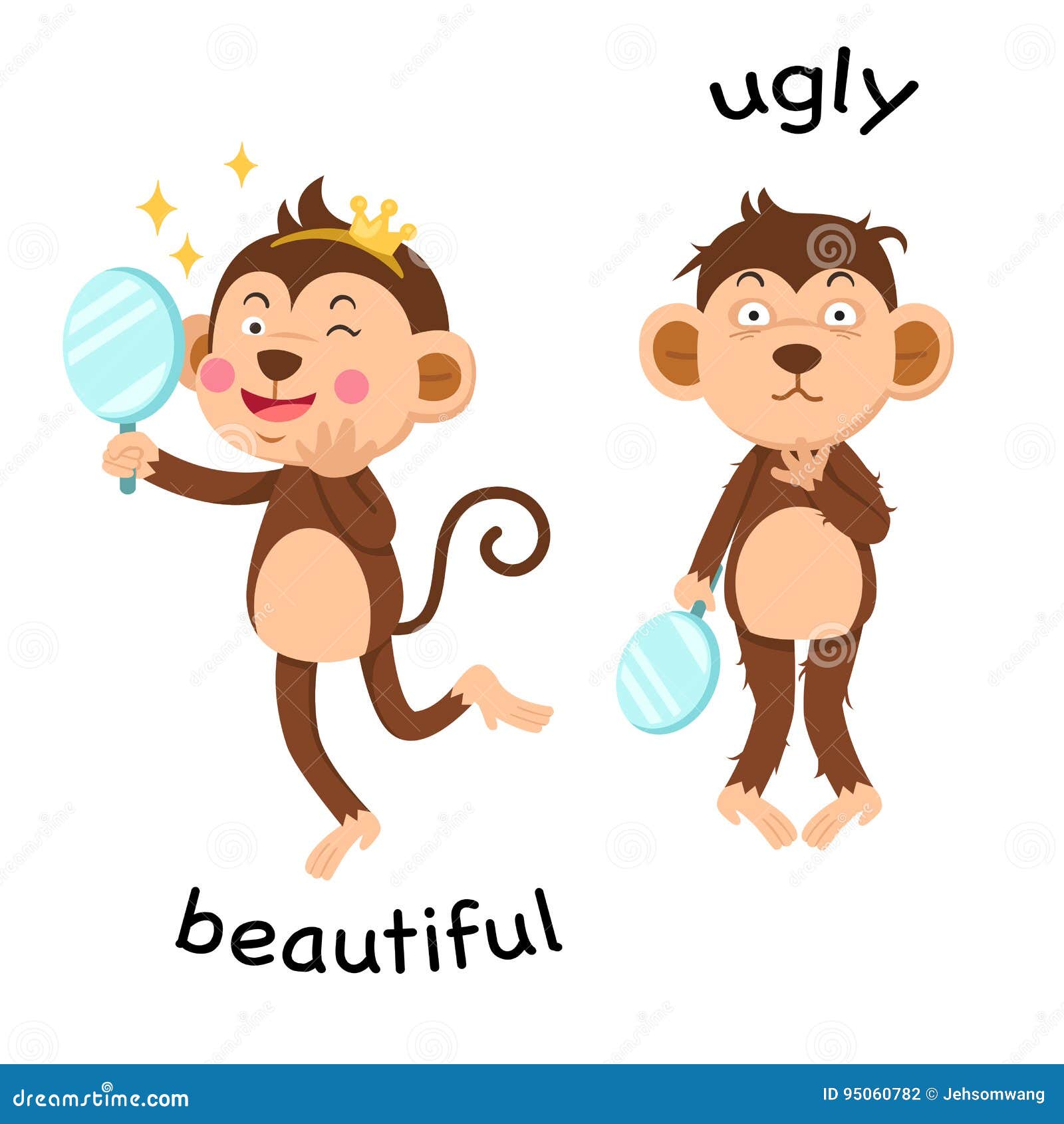 Opposite Beautiful and Ugly Illustration Stock Vector - Illustration of ...