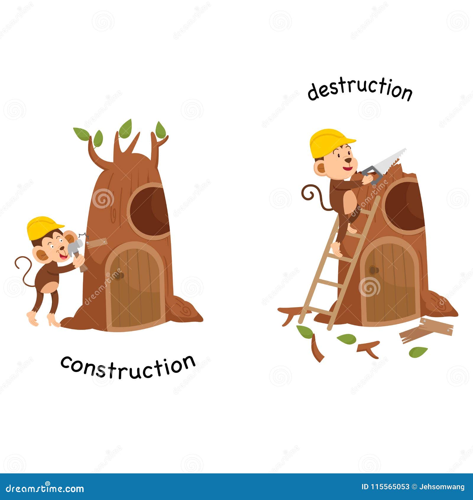 Opposite Construction and Destruction Stock Vector - Illustration of ...