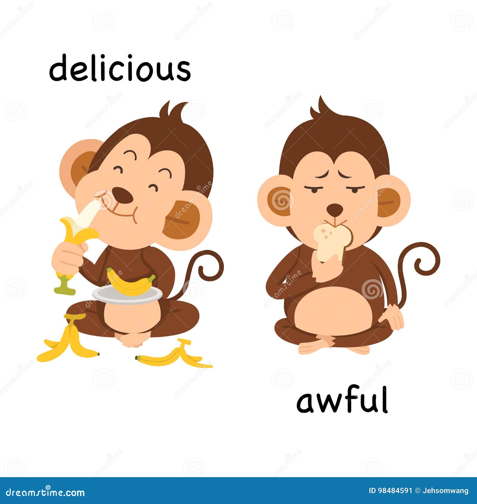Delicious And Awful Antonyms Word Card, Opposites Concept. Flashcard ...