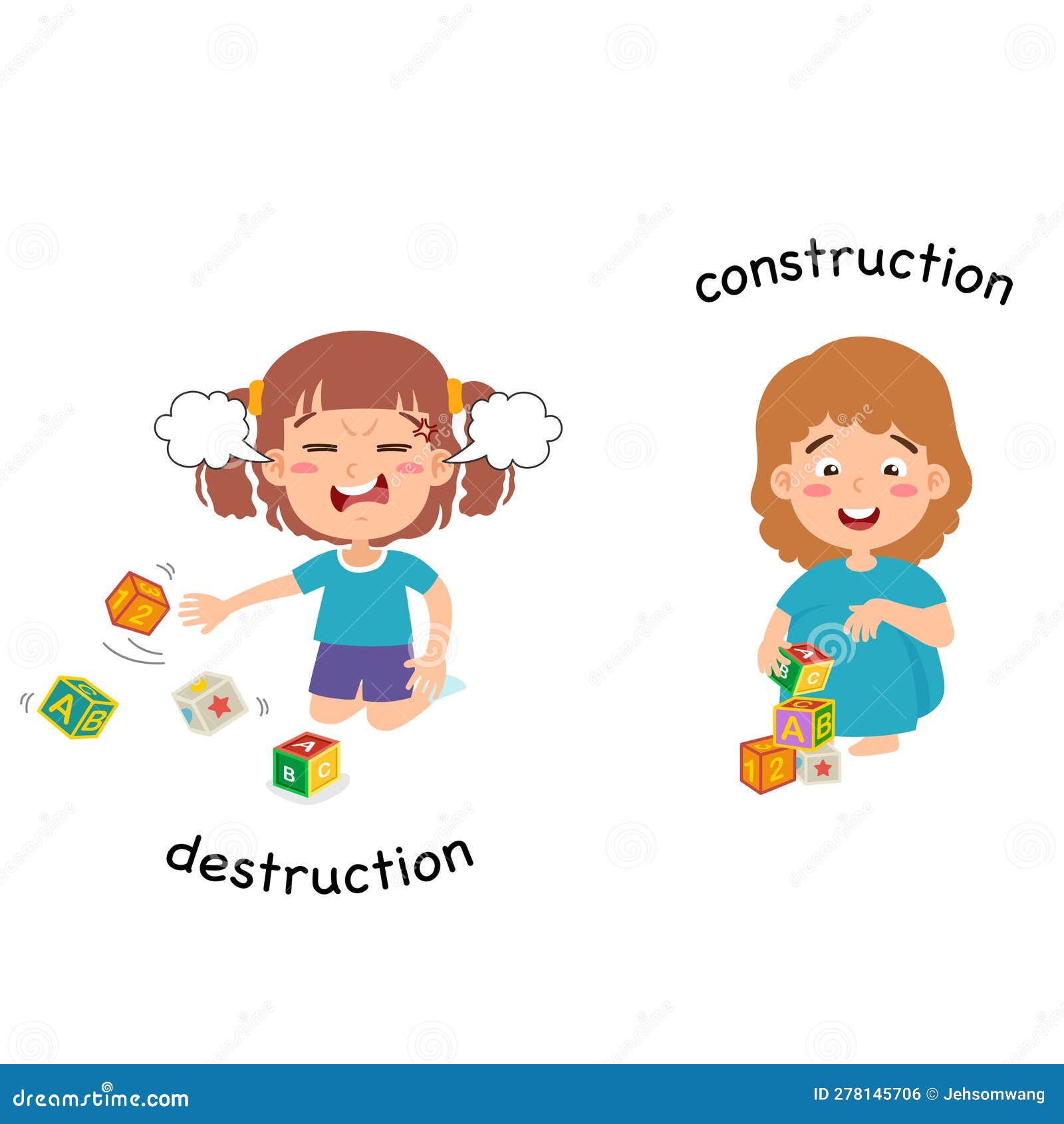 Opposite Destruction and Construction Stock Vector - Illustration of ...