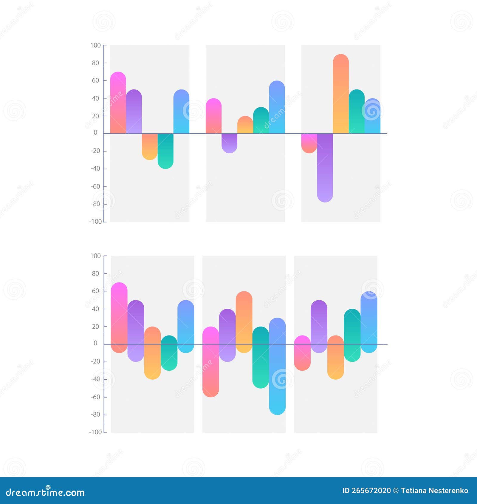 Opposite Directions Gradient Infographic Chart Design Template Set ...