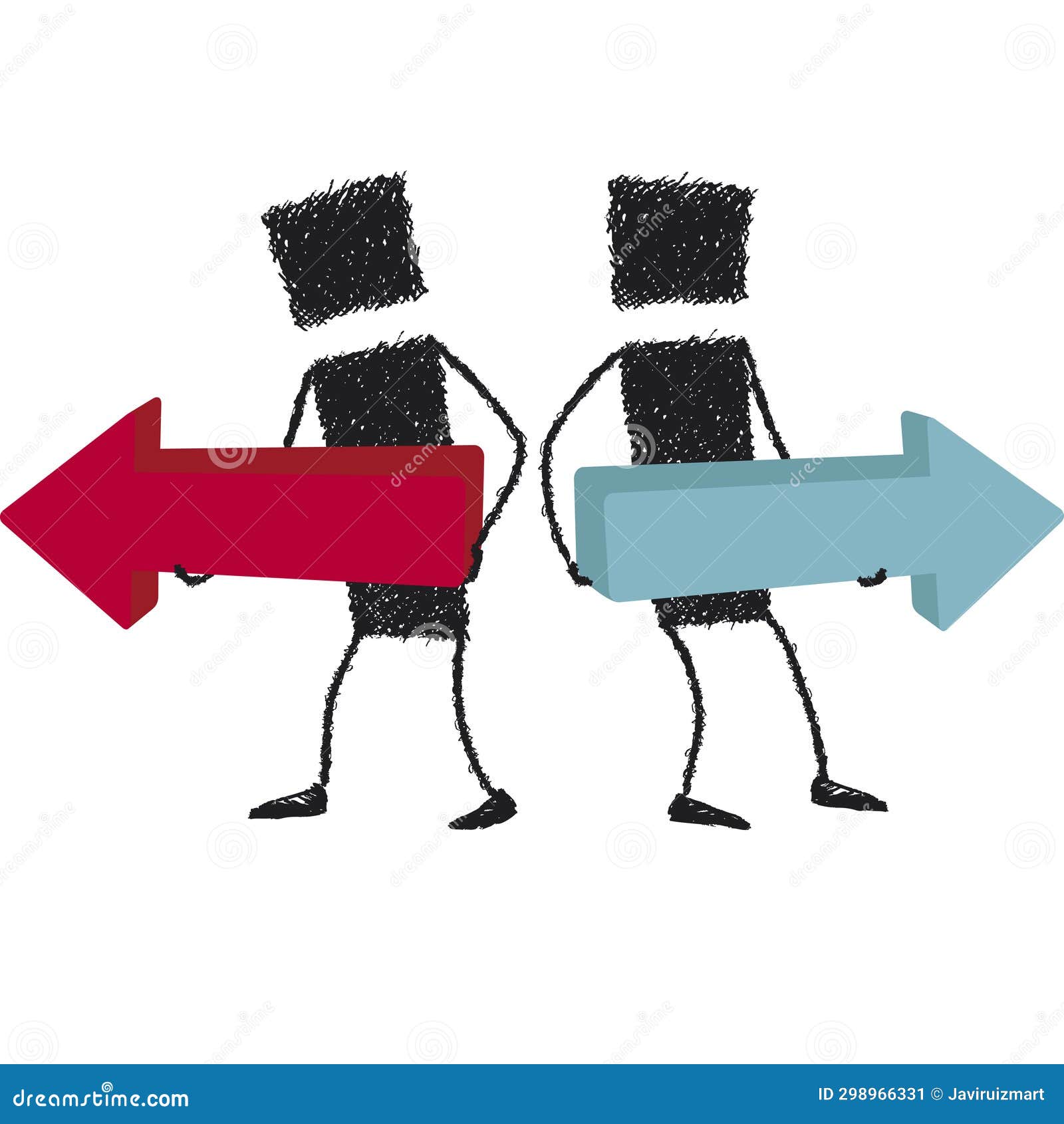 Opposite Directions, Stick Figure Stock Illustration - Illustration of ...