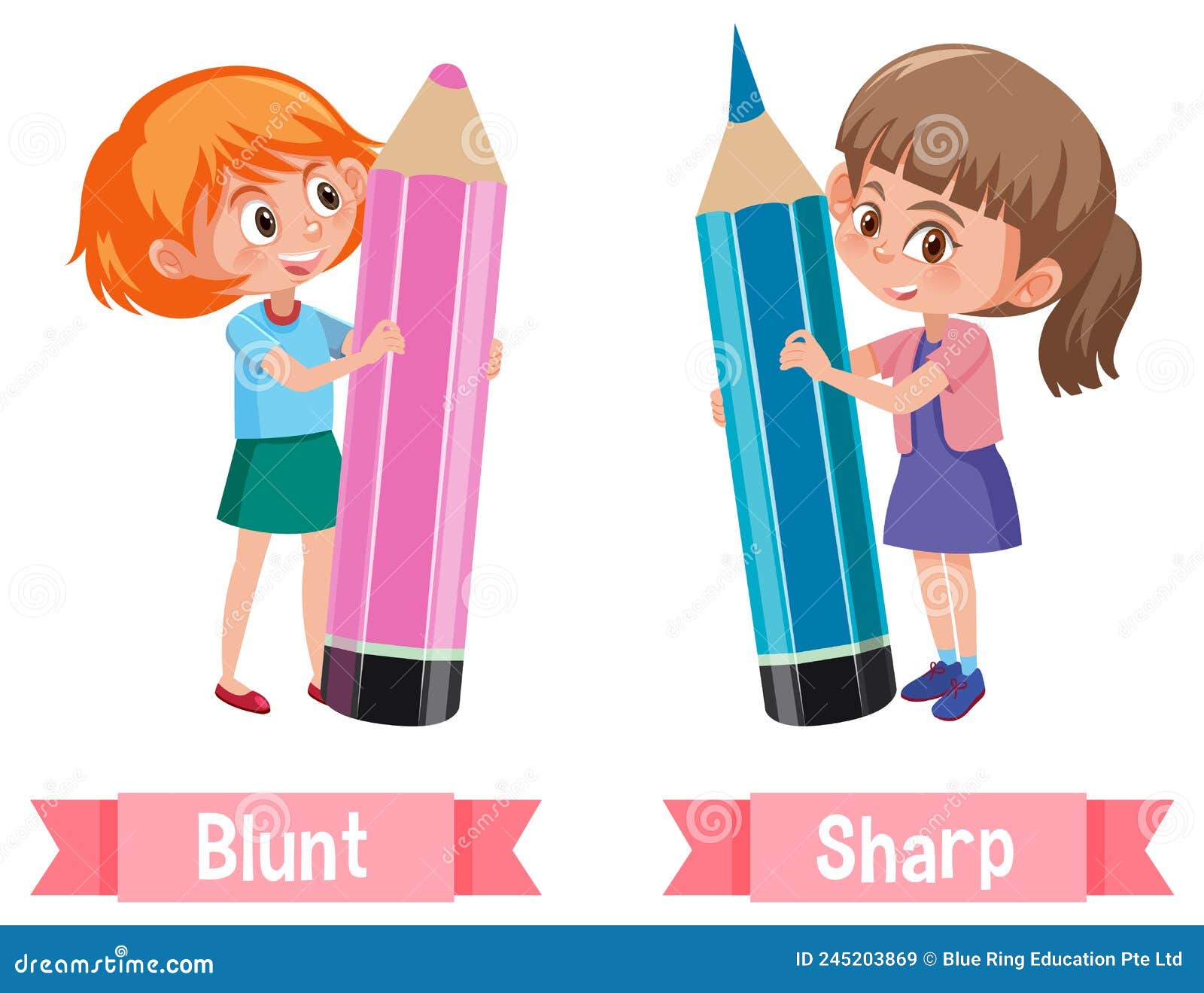 Opposite English Words Blunt and Sharp Stock Vector - Illustration of ...