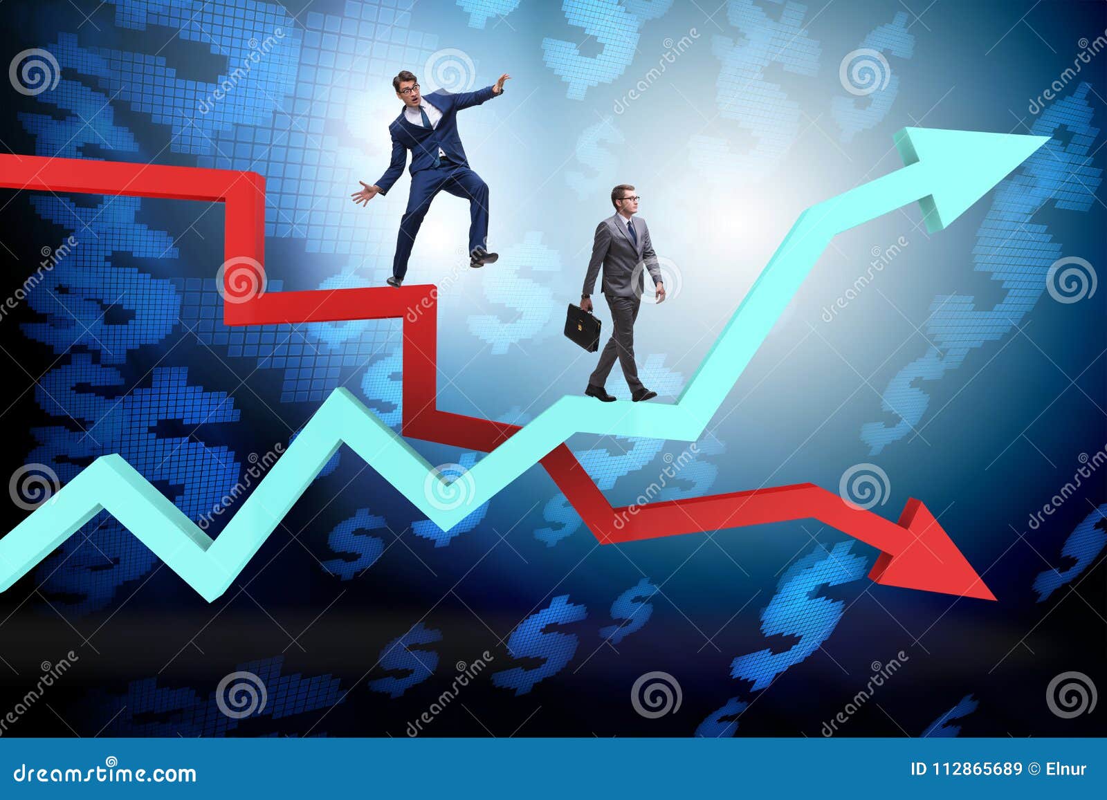 The Opposite Growth and Decliine Charts with Businessman Stock Image ...