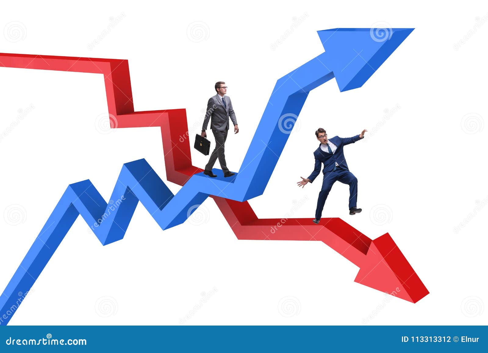 The Opposite Growth and Decliine Charts with Businessman Stock ...