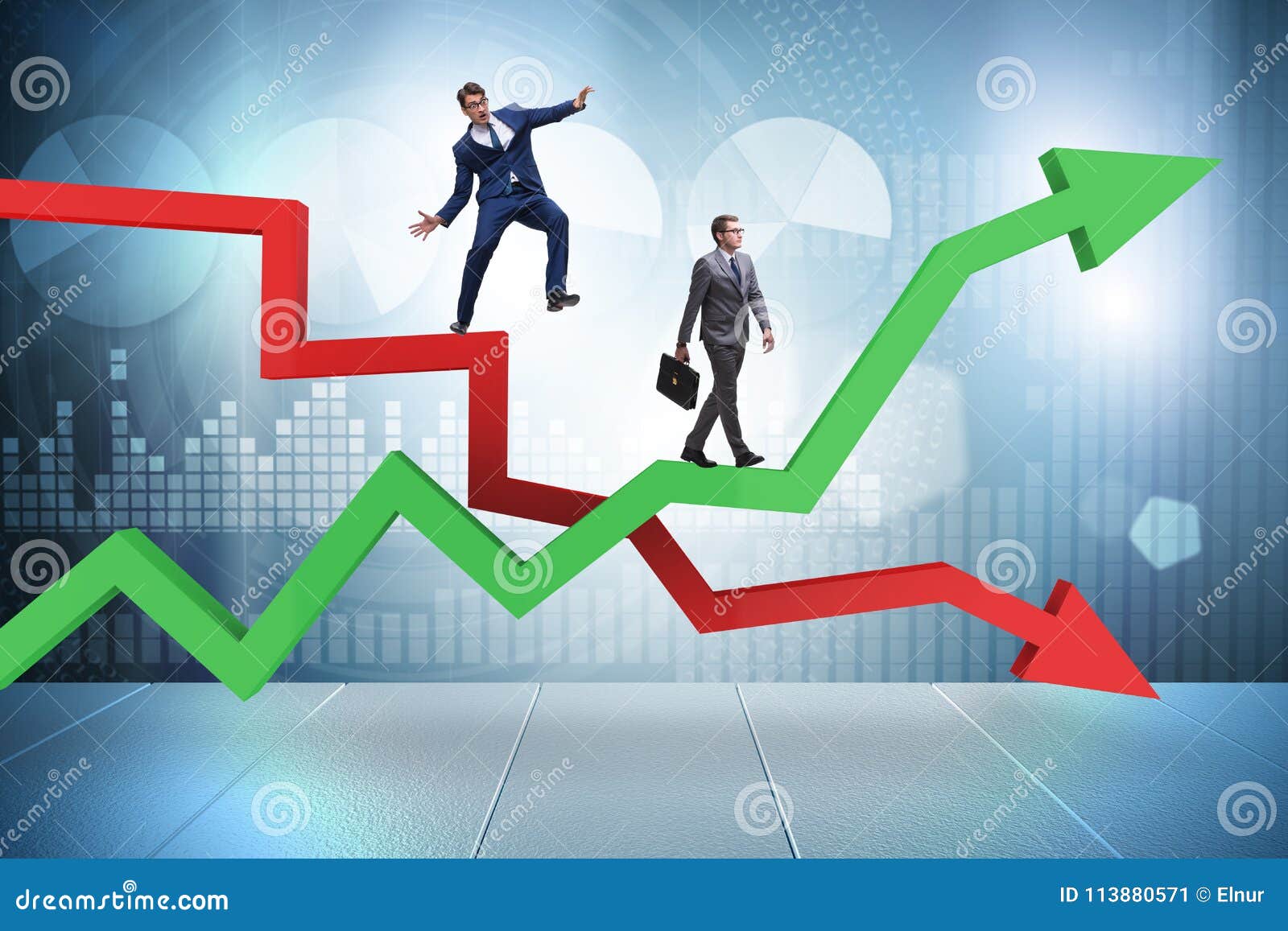 The Opposite Growth and Decliine Charts with Businessman Stock ...