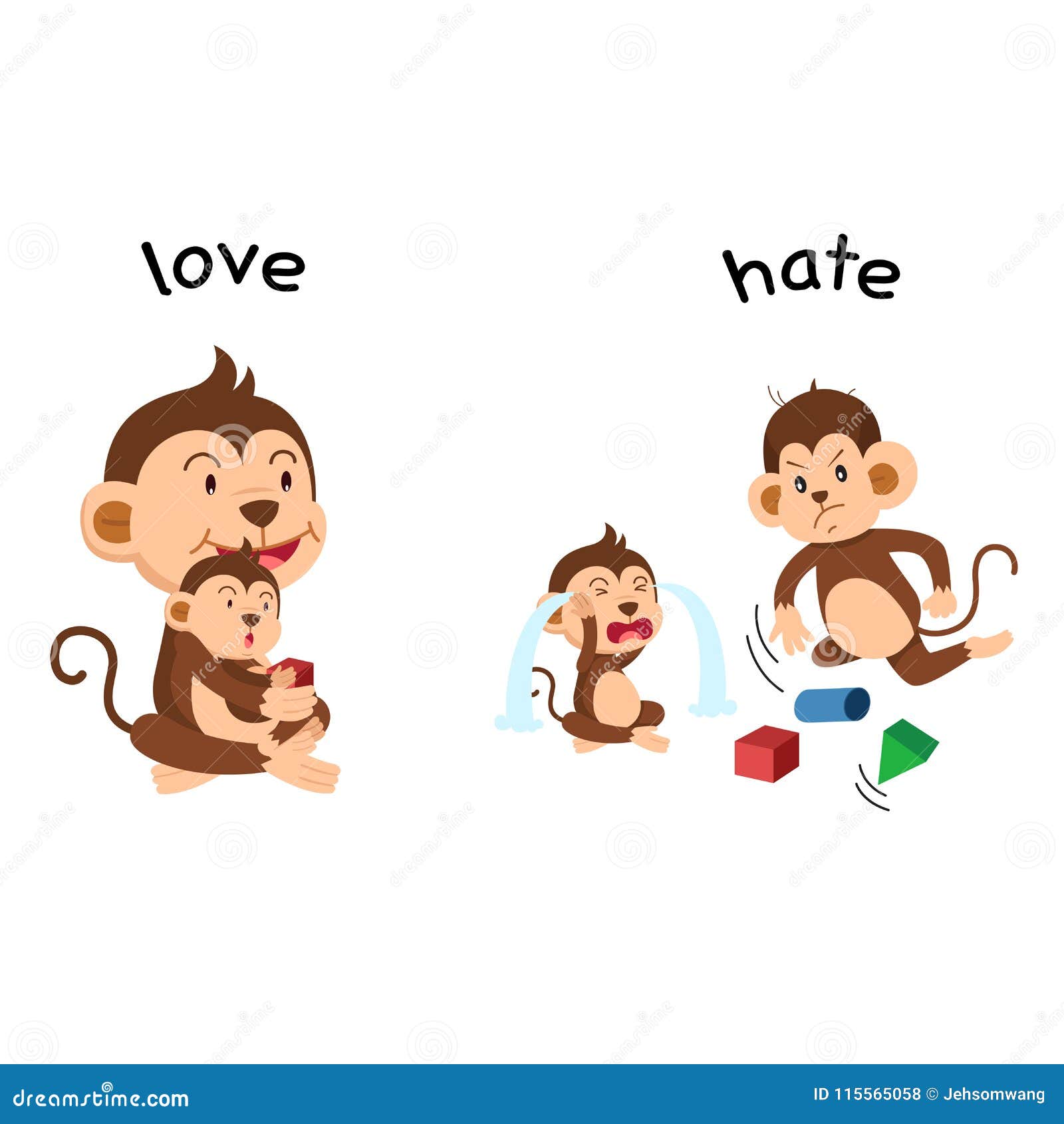 I Love To Hate Hand Drawn Vector Illustration In Cartoon Comic Style ...