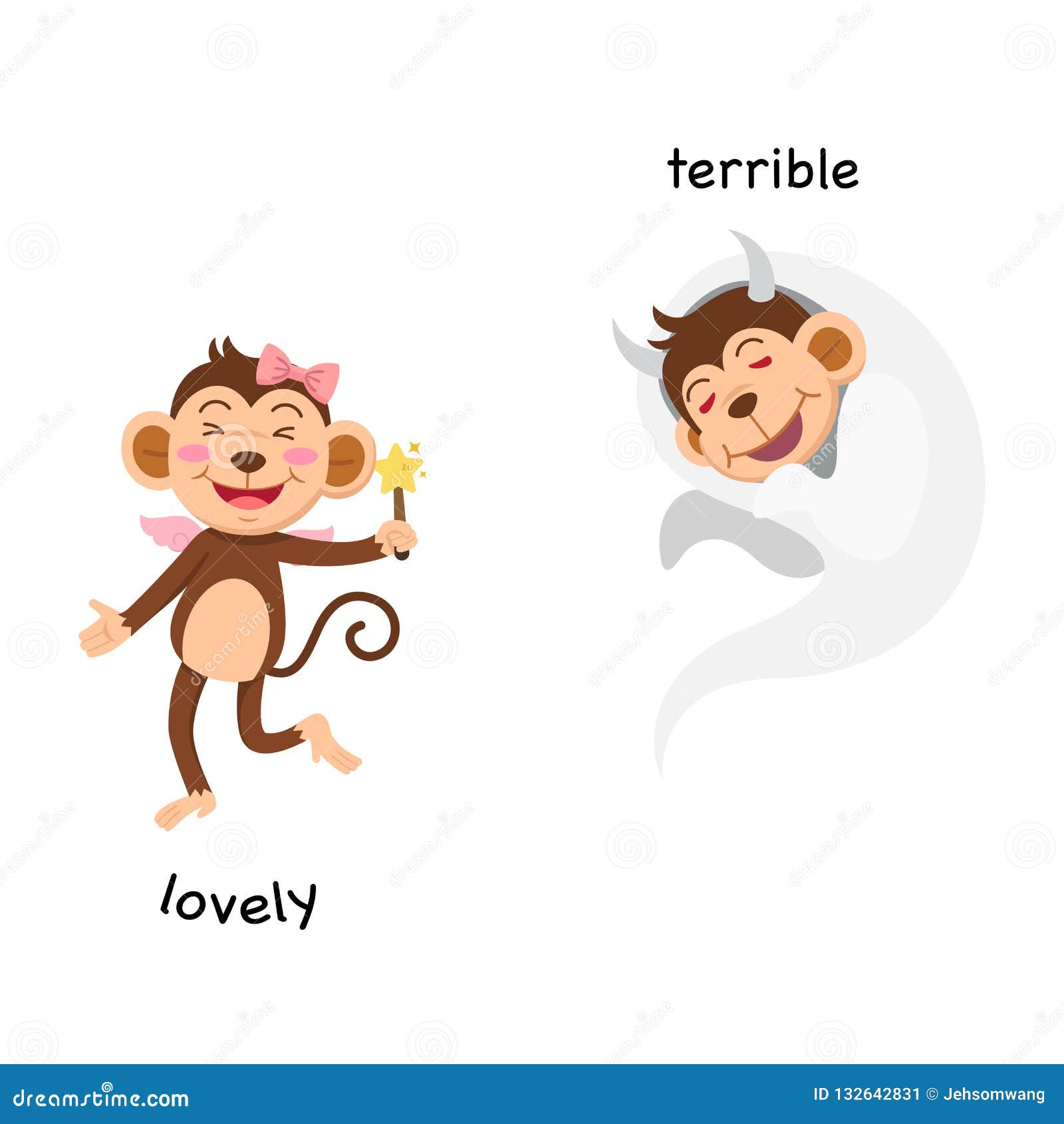 Opposite Lovely And Terrible Cartoon Vector | CartoonDealer.com #132642831