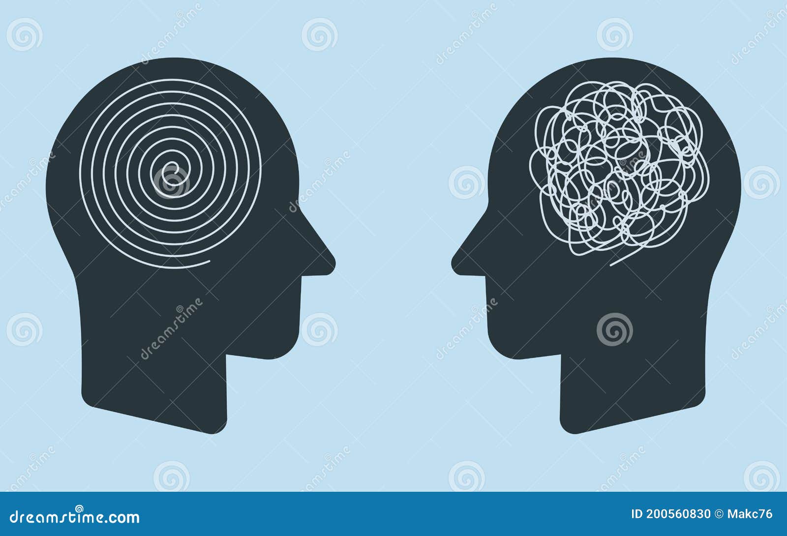 The Opposite Mindset Chaos and Order in Thoughts Concept Stock Vector ...