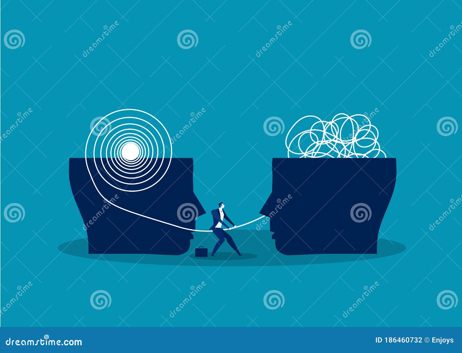 The Opposite Mindset Chaos and Order in Thoughts Concept. Vector ...